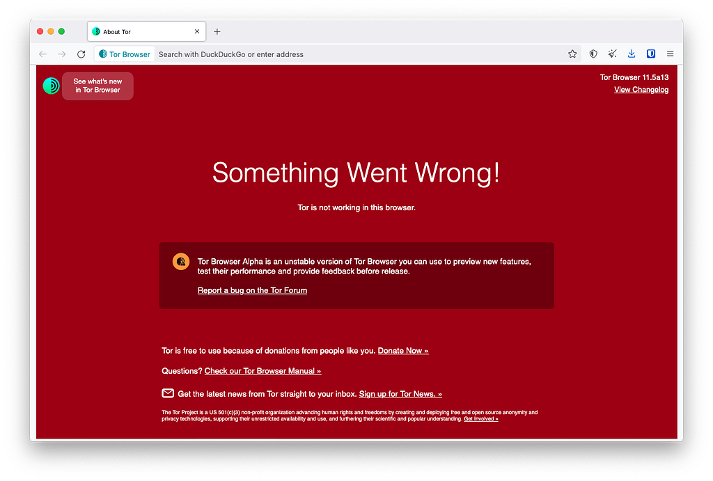 Error warning shows up randomly although Tor Browser seems to be ...