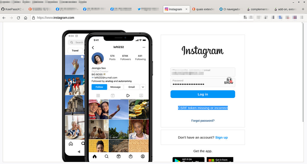 After logging in to the site instagram.com it returns as connection not ...