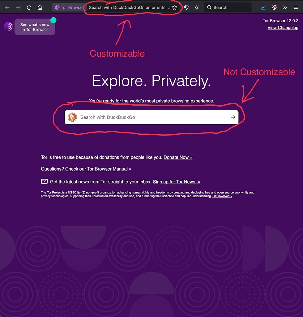 About Tor page seemingly does not allow customizable Search Engine ...